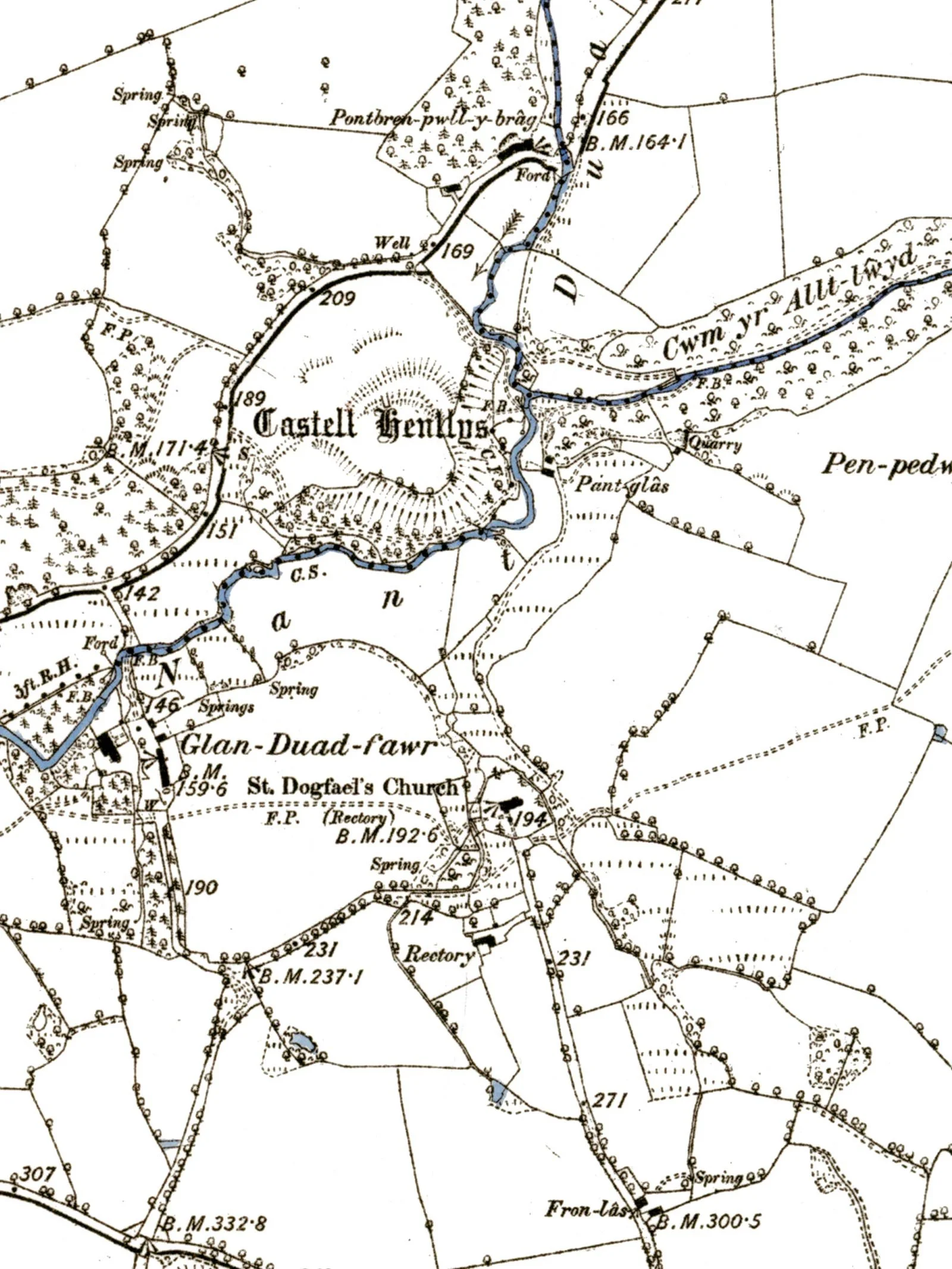 A reproduction vintage map covering Gwbert, Cardigan, St Dogmaels and ...