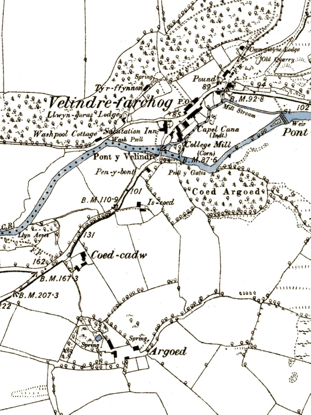 A reproduction vintage map covering Gwbert, Cardigan, St Dogmaels and ...
