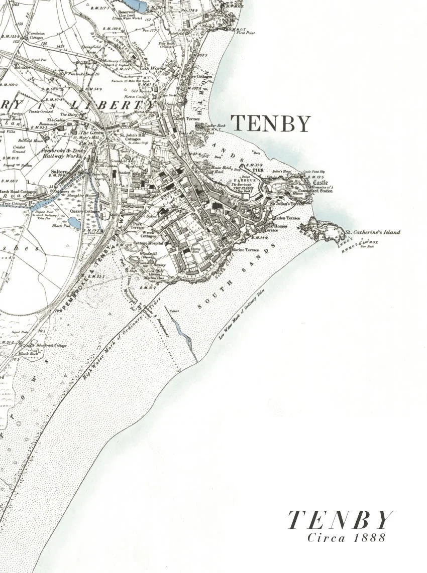 A reproduction vintage map covering Gwbert, Cardigan, St Dogmaels and ...