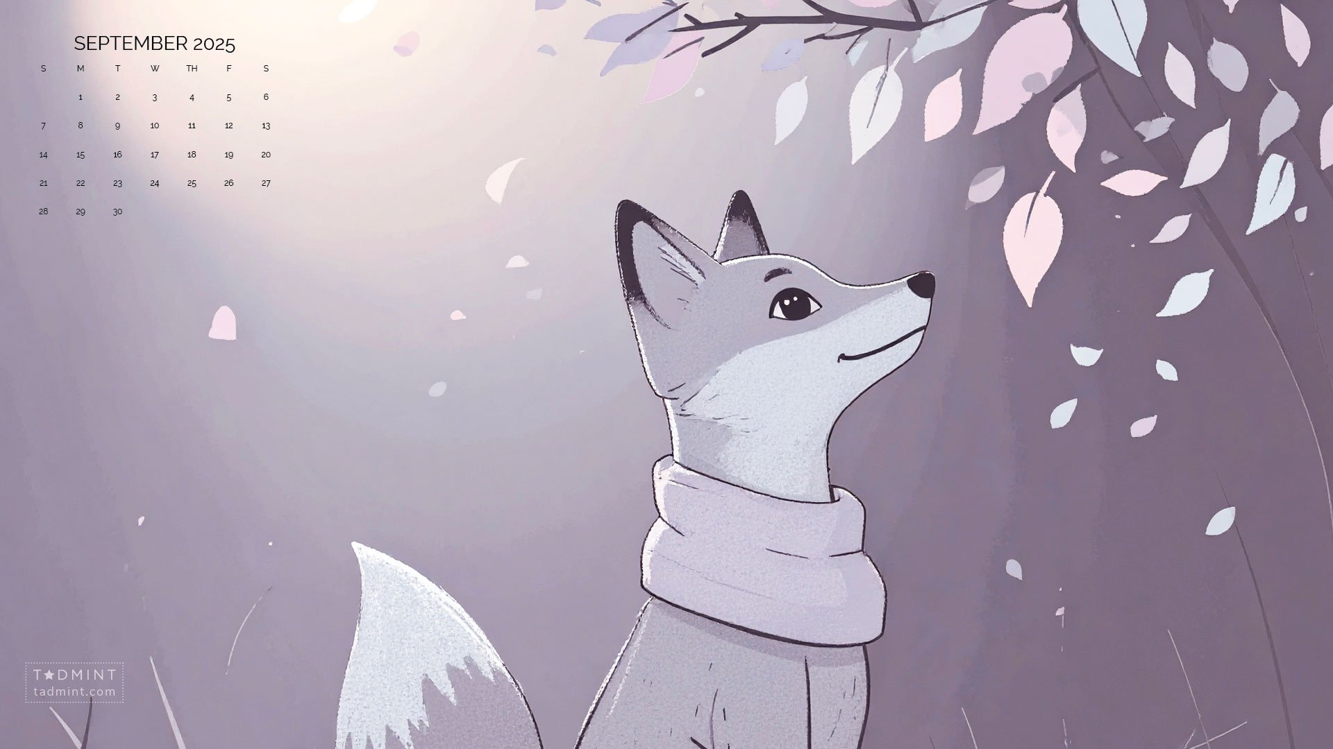 Free September Desktop Wallpaper – Kawaii Fox in a Scarf — TADMINT ...