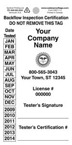 One Sided Backflow Tags — Waterproof Tags