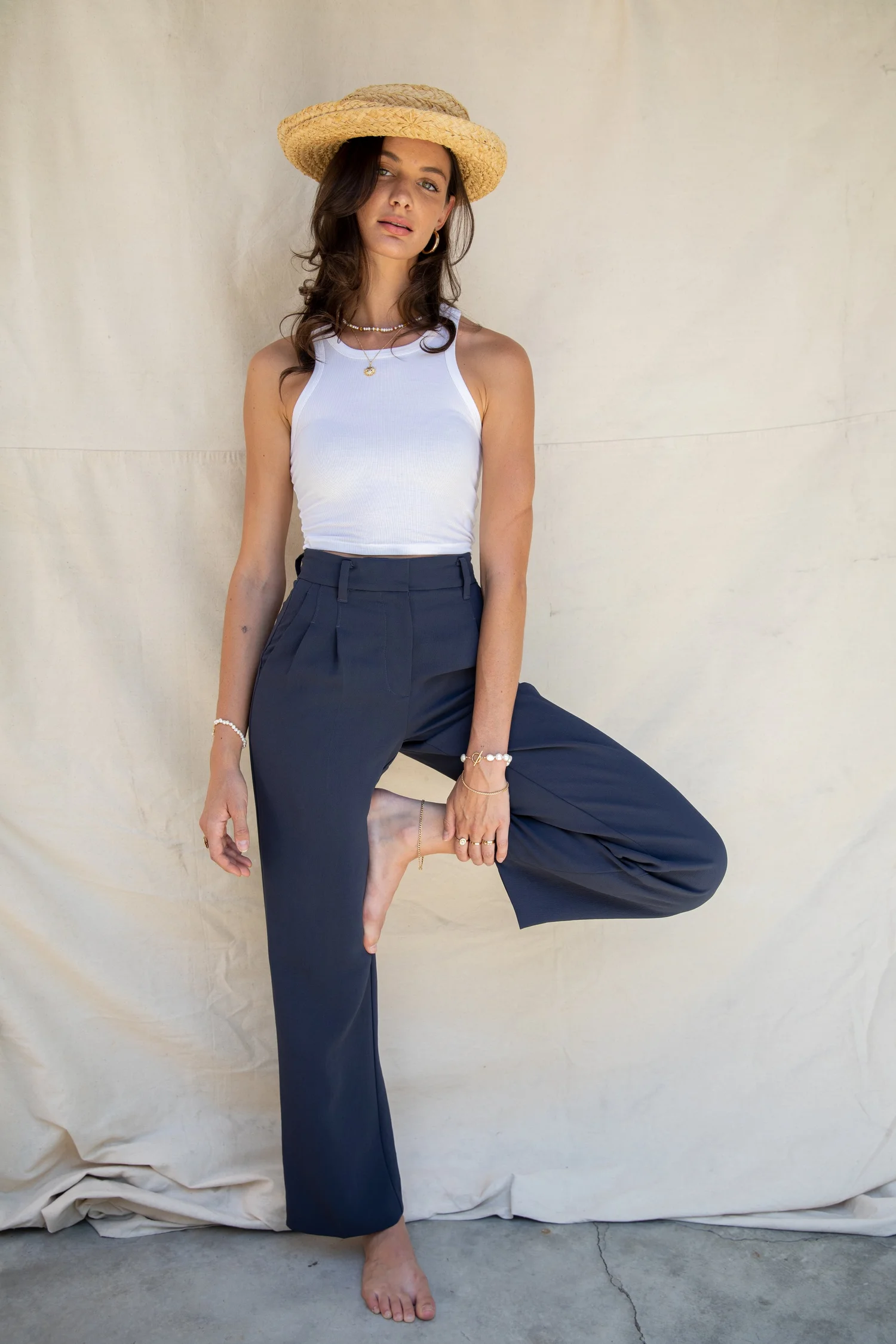 gold stretch anklet pearls gold beads — Tommassini Jewelry