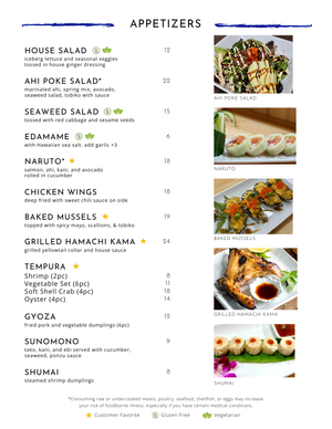 Main Menu — Sushi Spot Waikiki