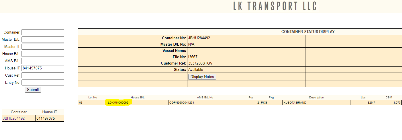 CFS — LK Transport LLC