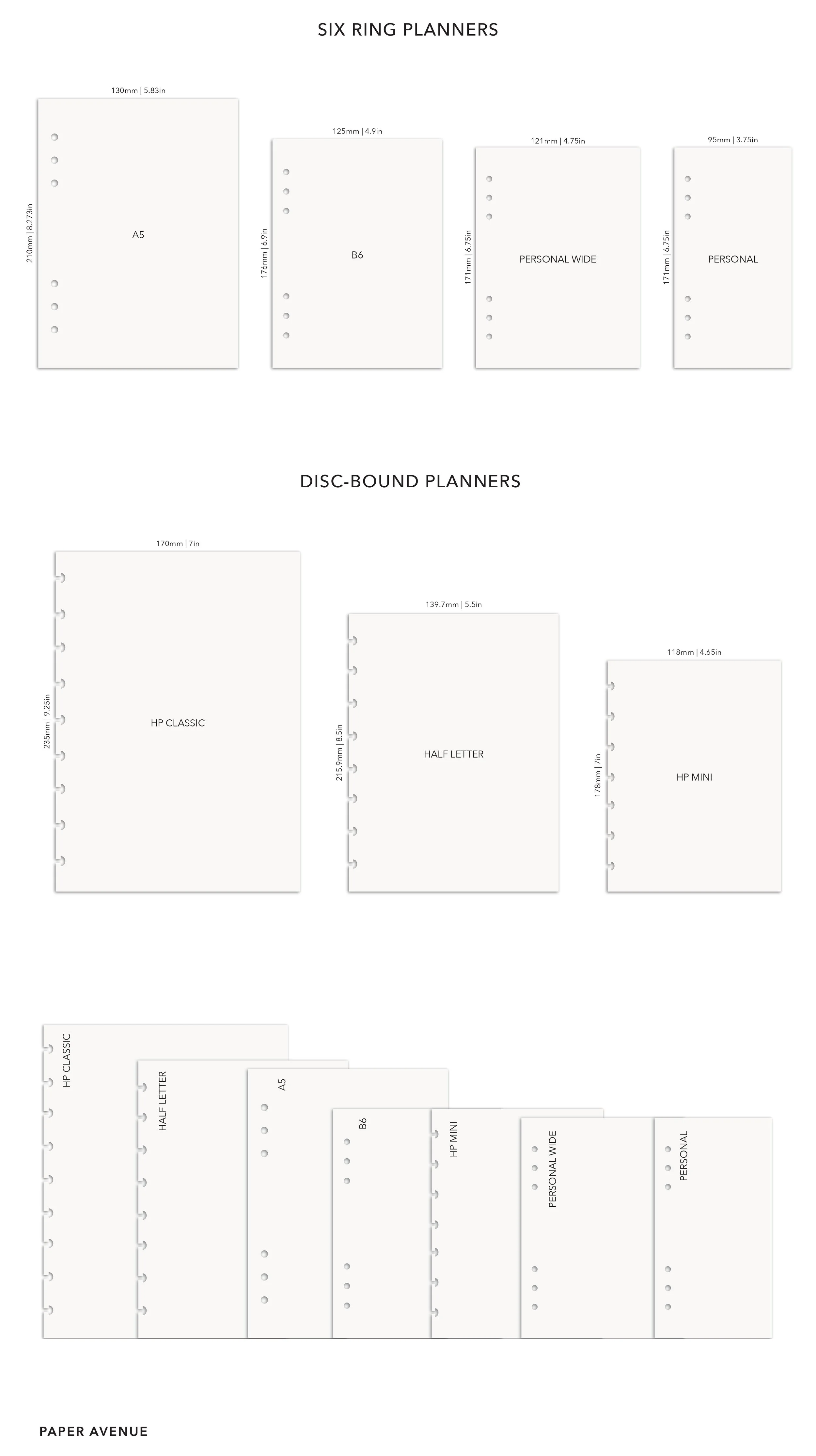 Planner Size Guide — Paper Avenue