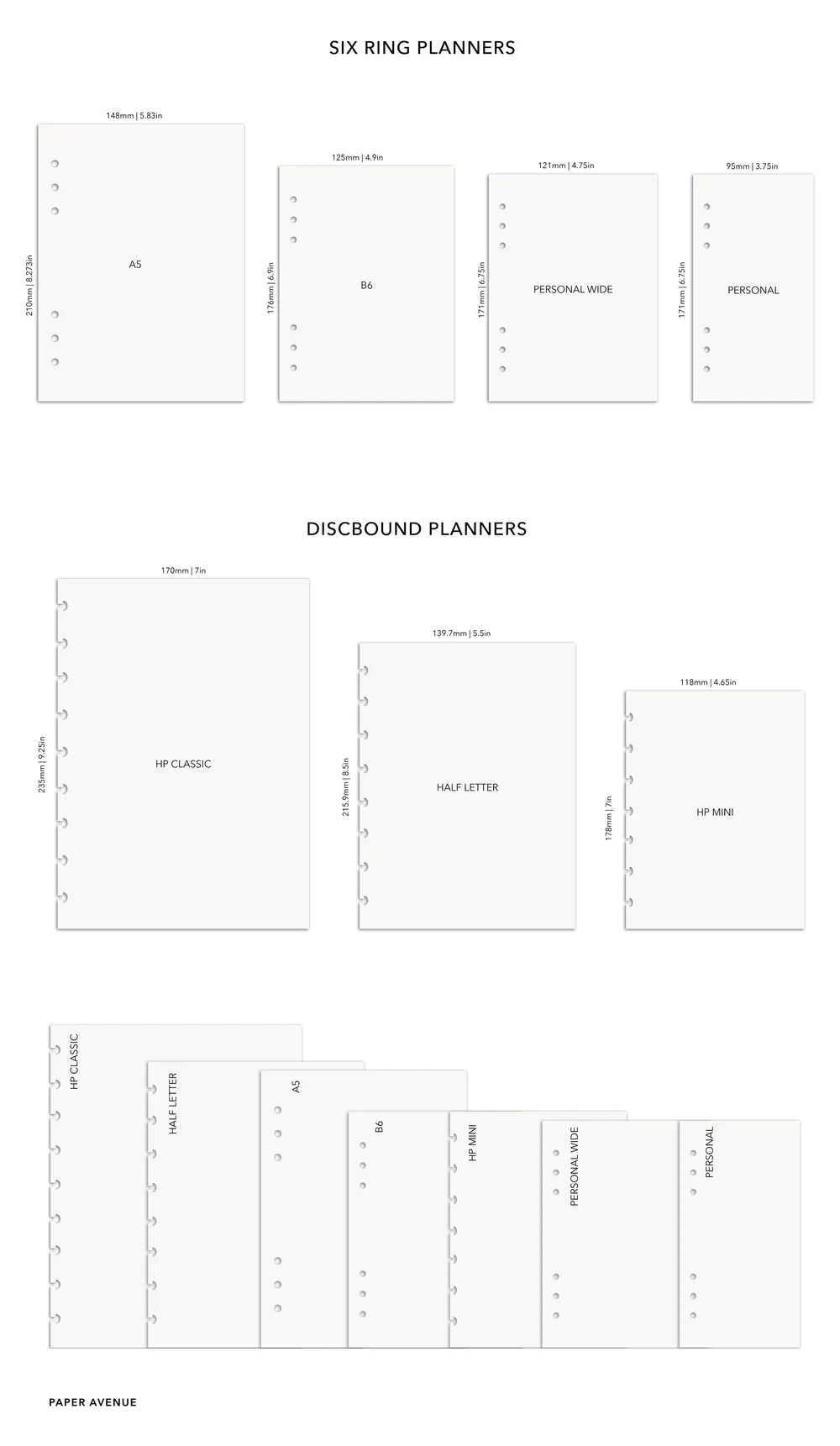 Planner Size Guide — Paper Avenue