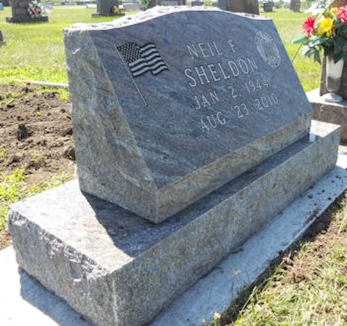 Slant Style Memorials – Iowa Slanted Granite Markers — McCall Monument