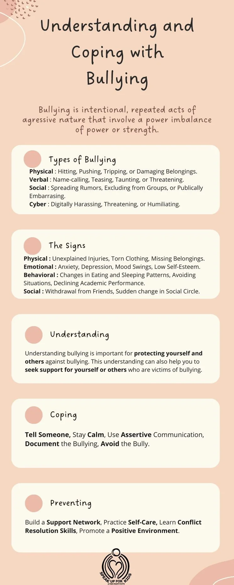 Speak Up for Kids - Understanding and Persevering from Bullying