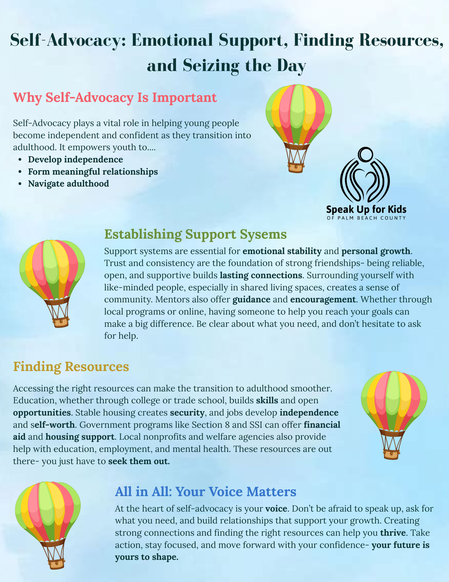 Speak Up for Kids - Self-Advocacy for Youth: Building Support Systems ...