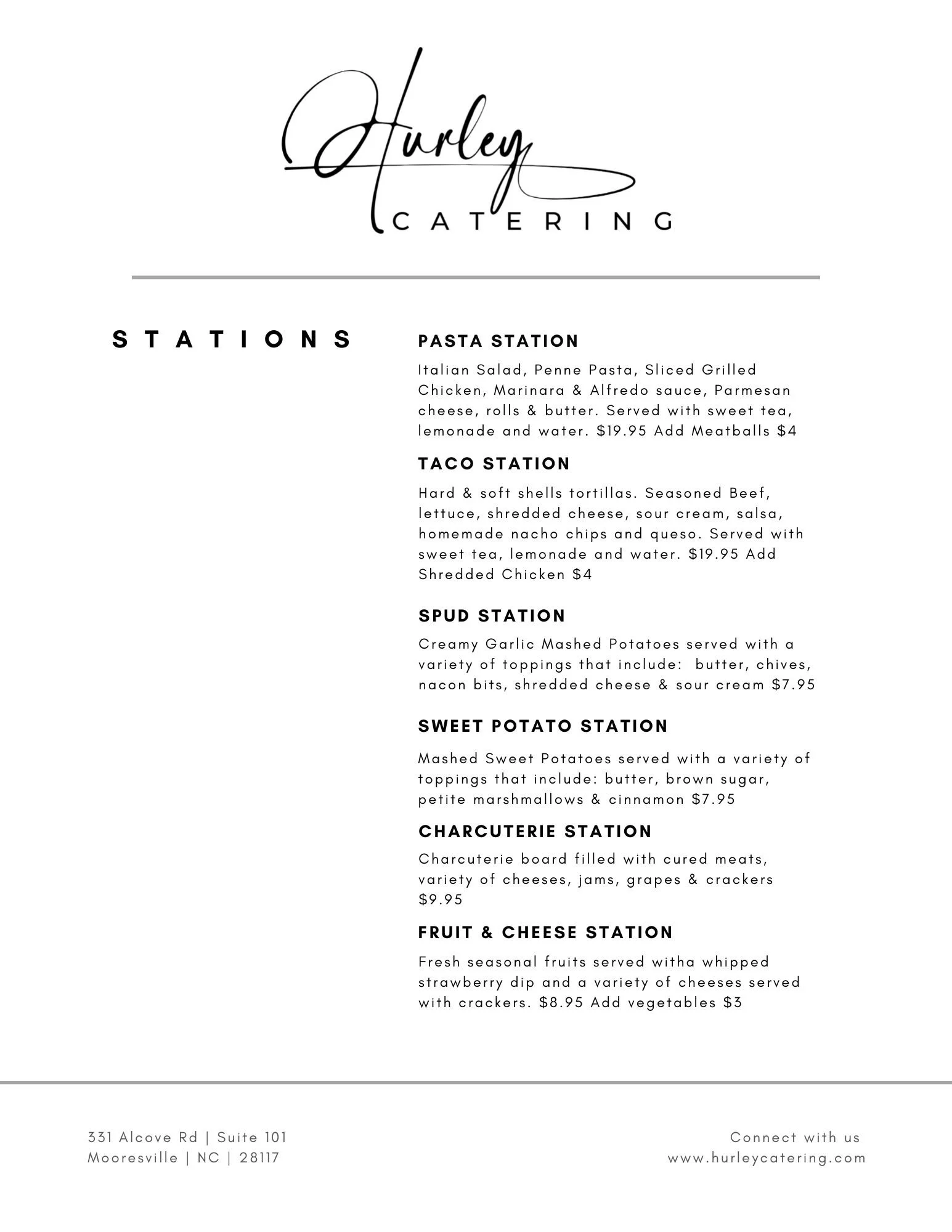 Menu — HURLEY CATERING