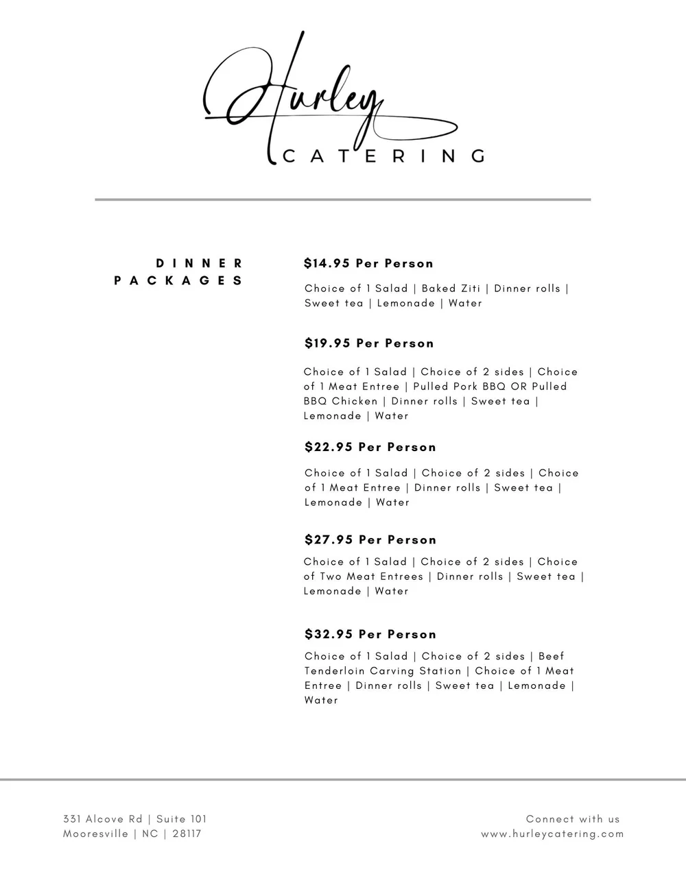 Menu — HURLEY CATERING