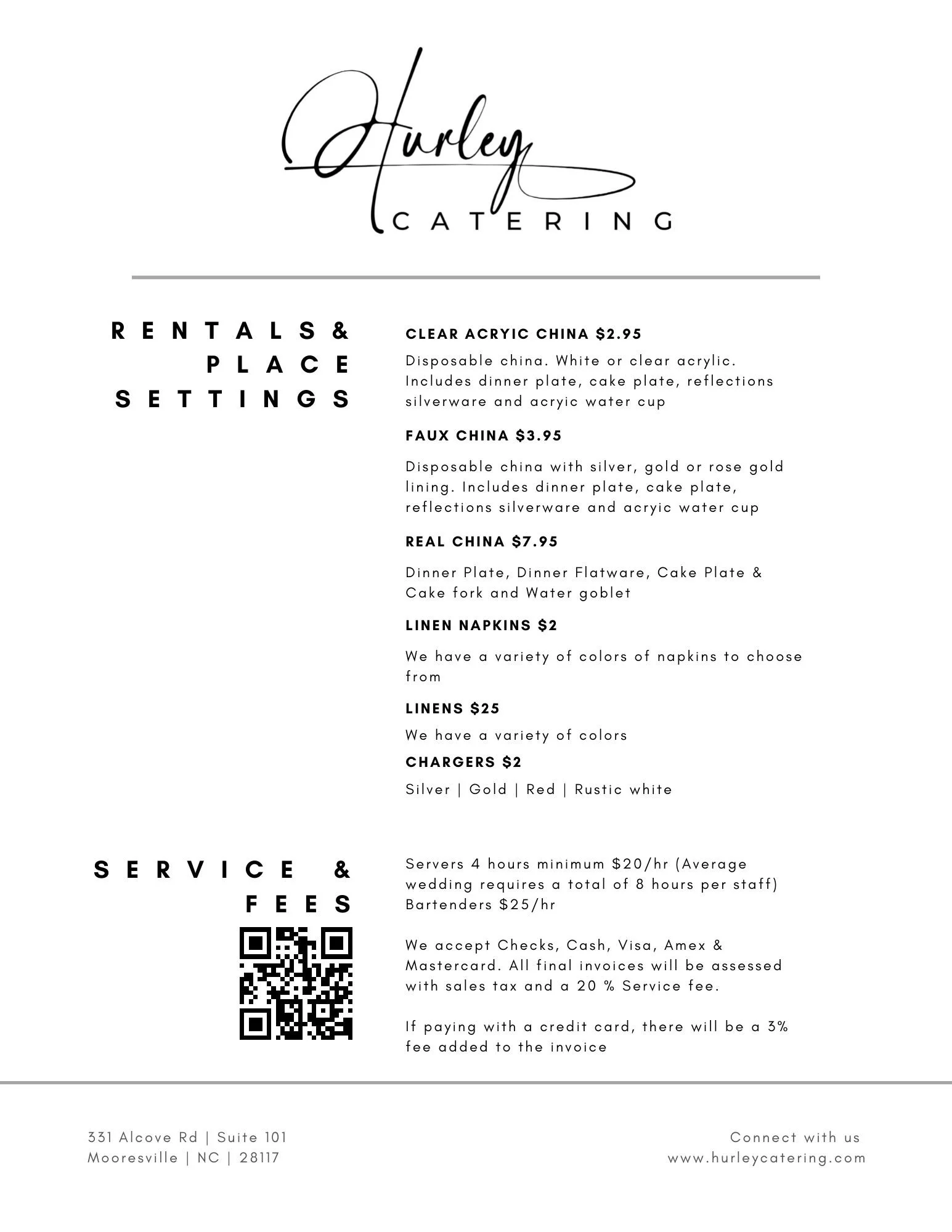 Menu — HURLEY CATERING