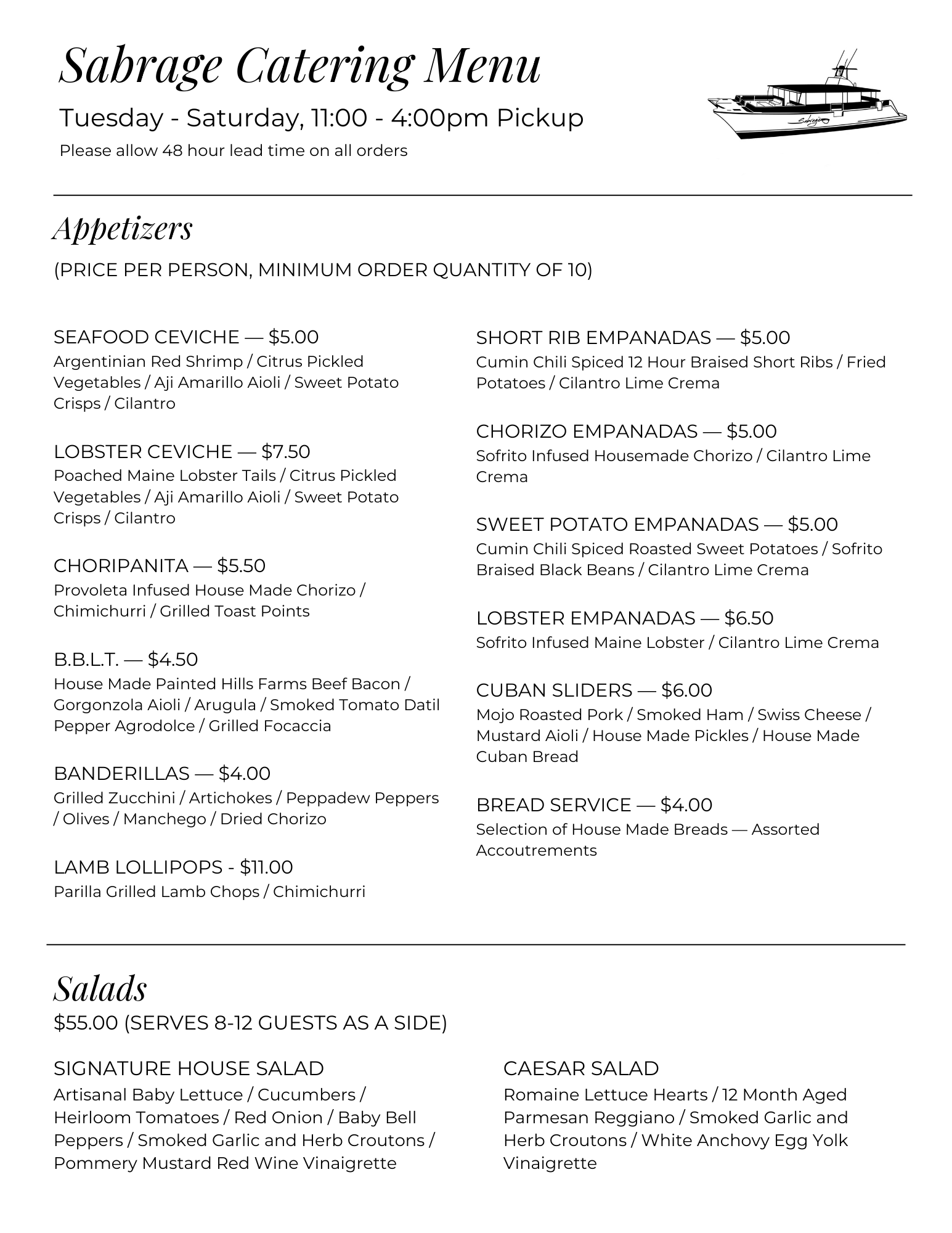Catering Menus — ASADO LIFE