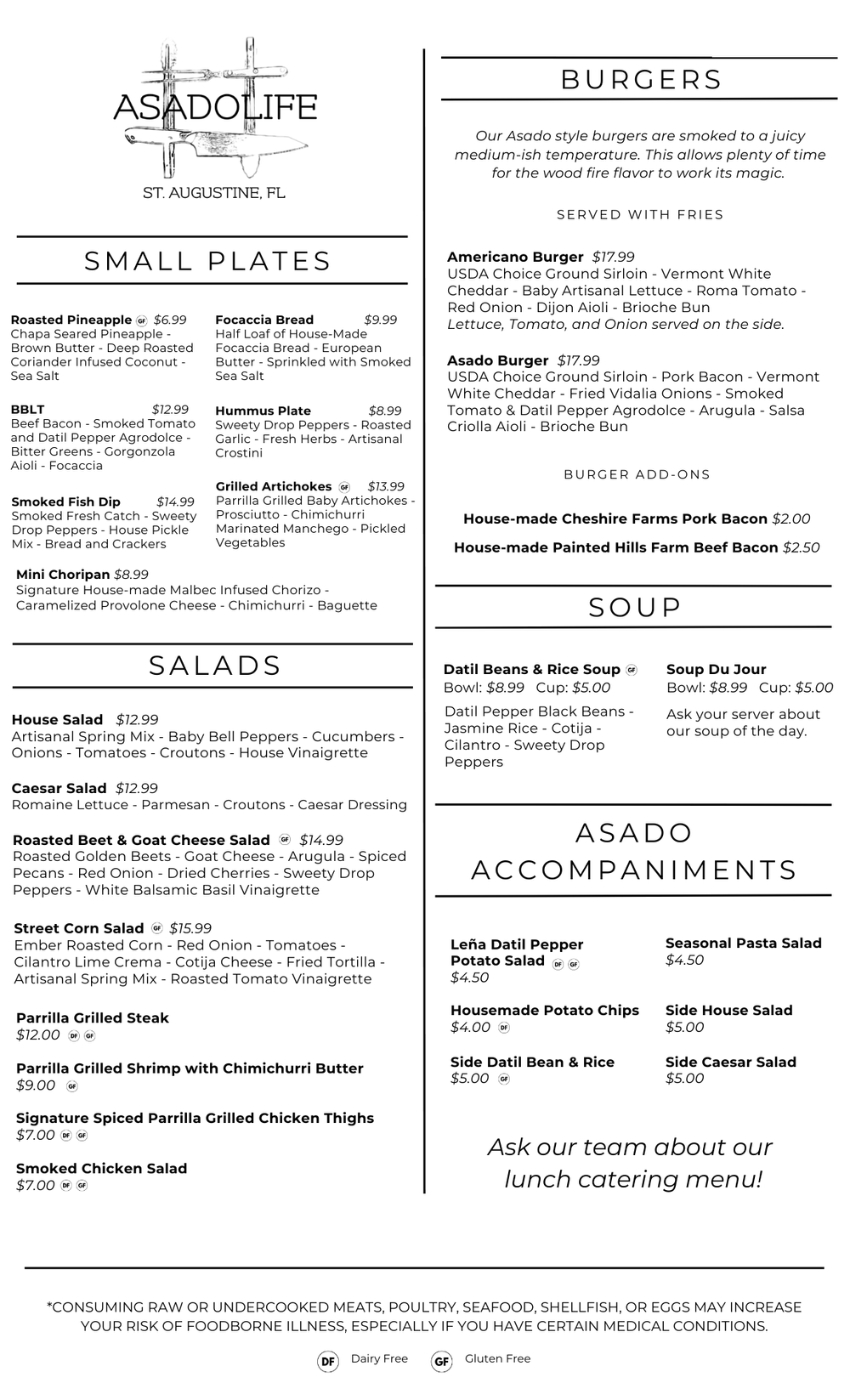 Lunch Menu — ASADO LIFE