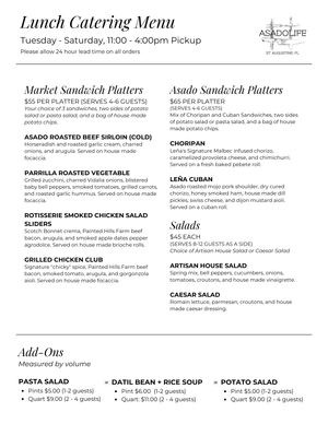 Catering Menus — ASADO LIFE