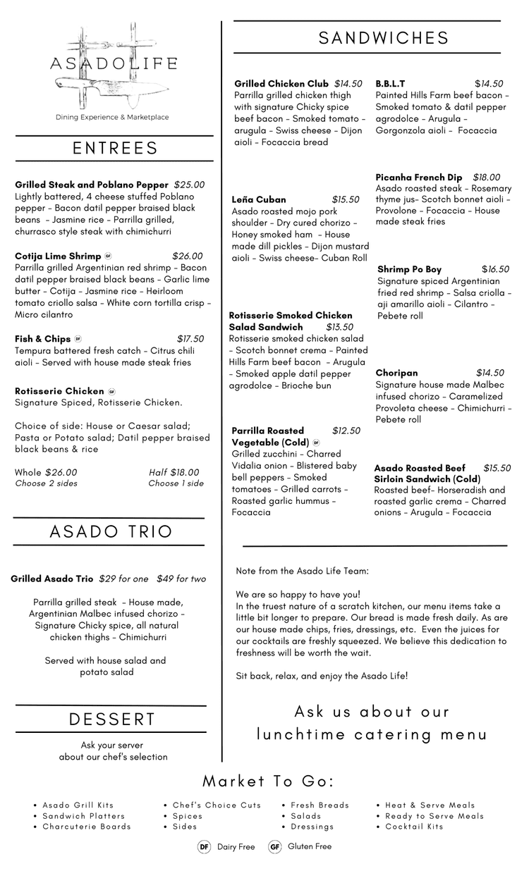 Lunch Menu — ASADO LIFE