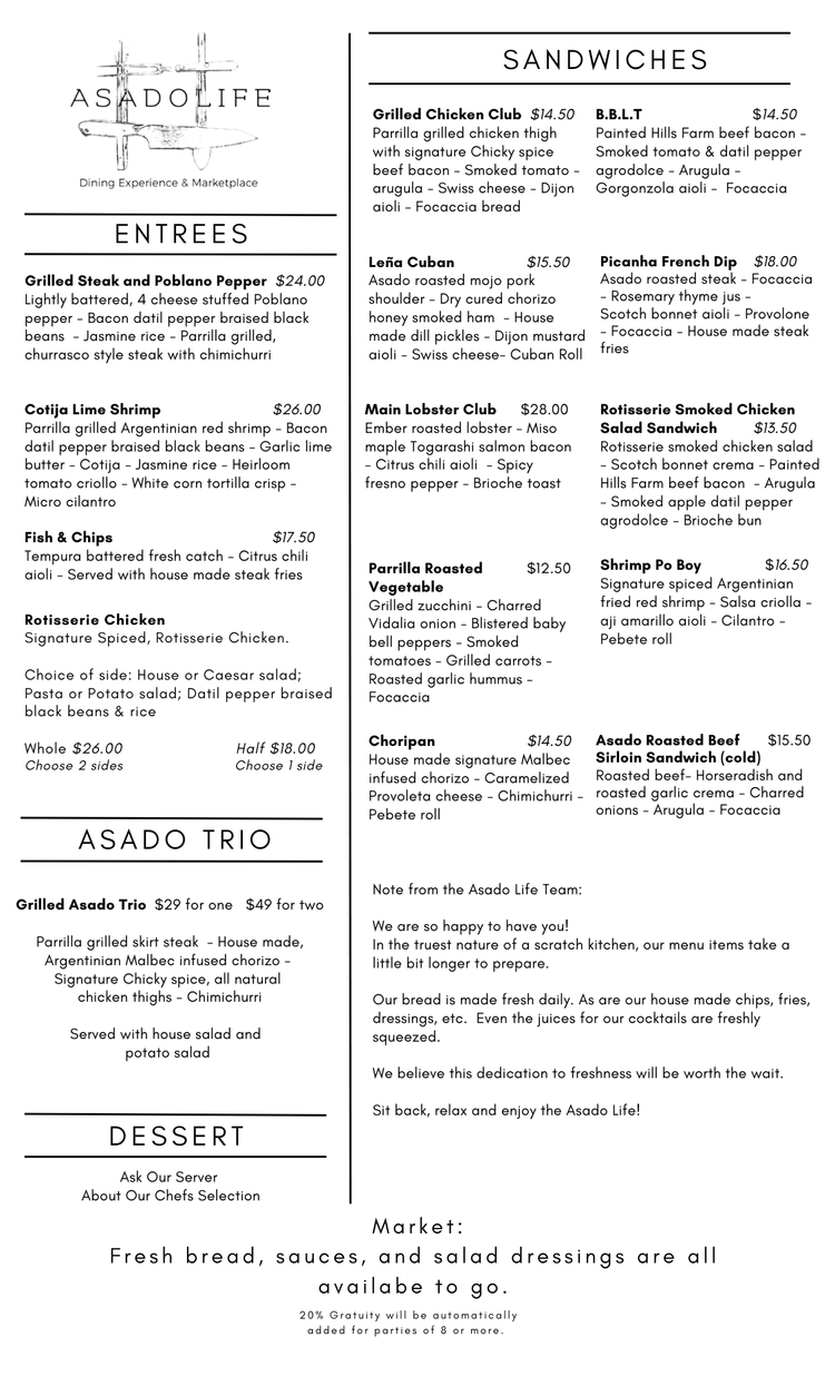Lunch Menu — ASADO LIFE