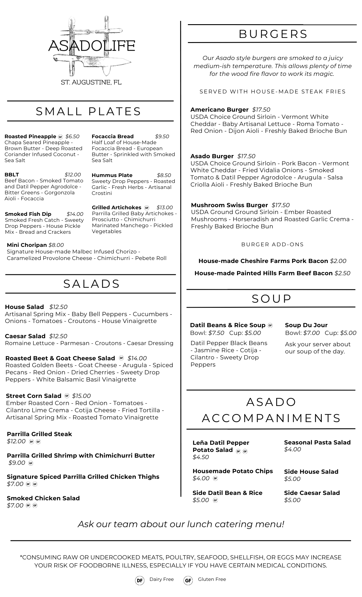 Lunch Menu — ASADO LIFE