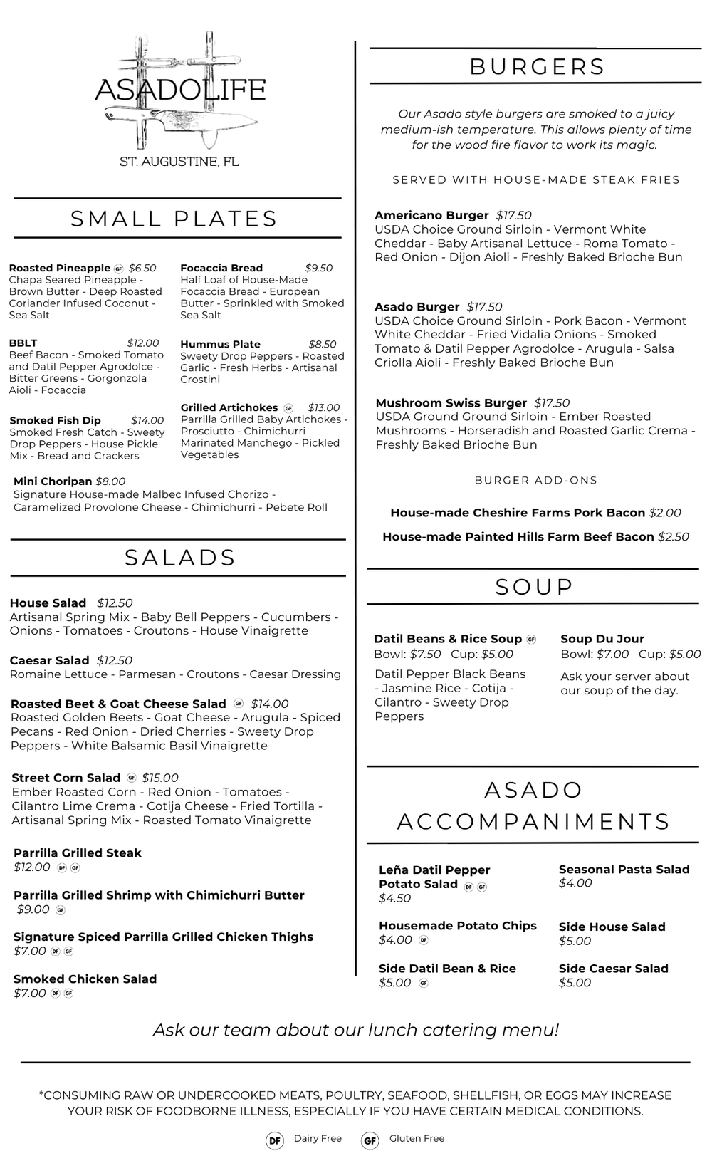 Lunch Menu — ASADO LIFE