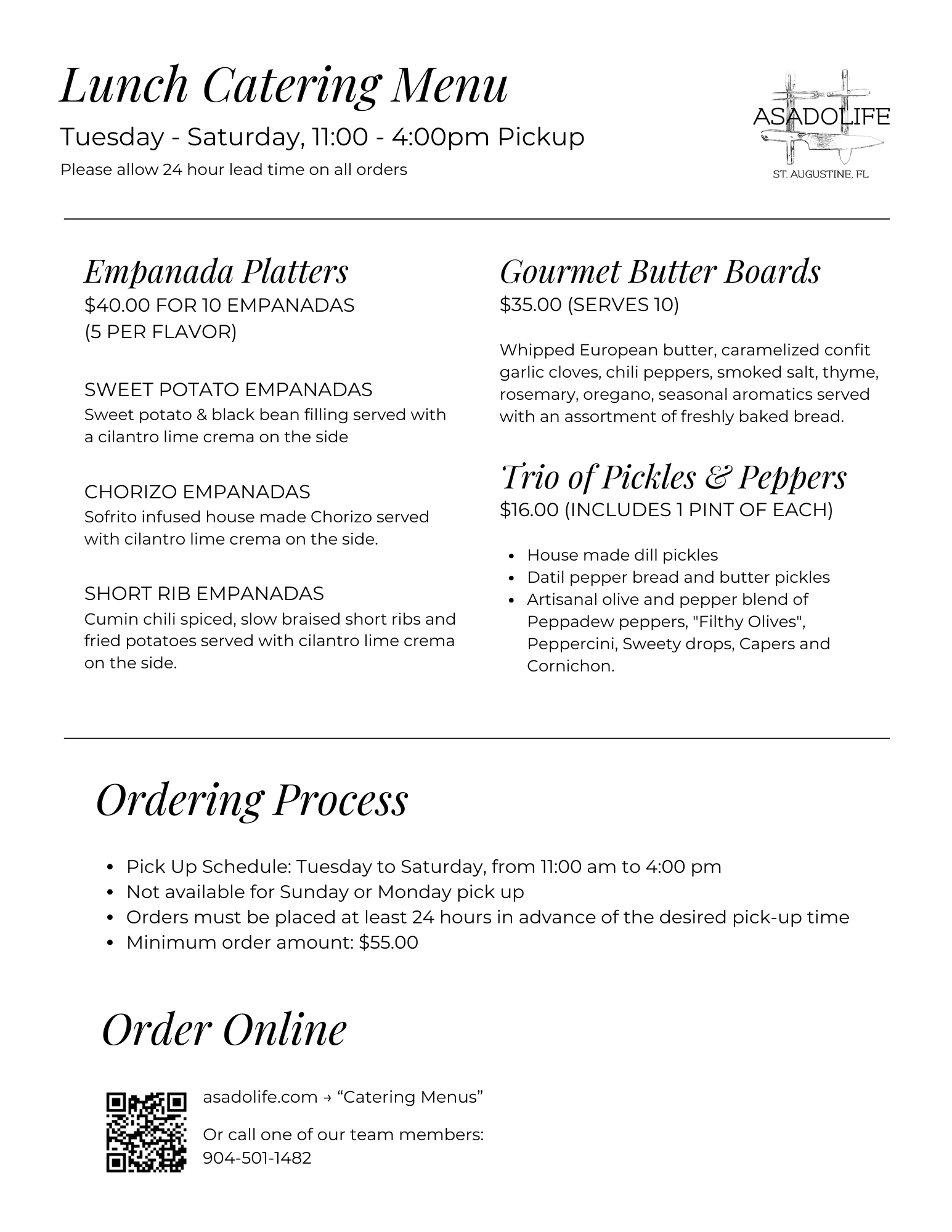 Catering Menus — ASADO LIFE