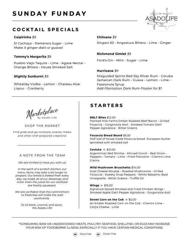 Lunch Menu — ASADO LIFE