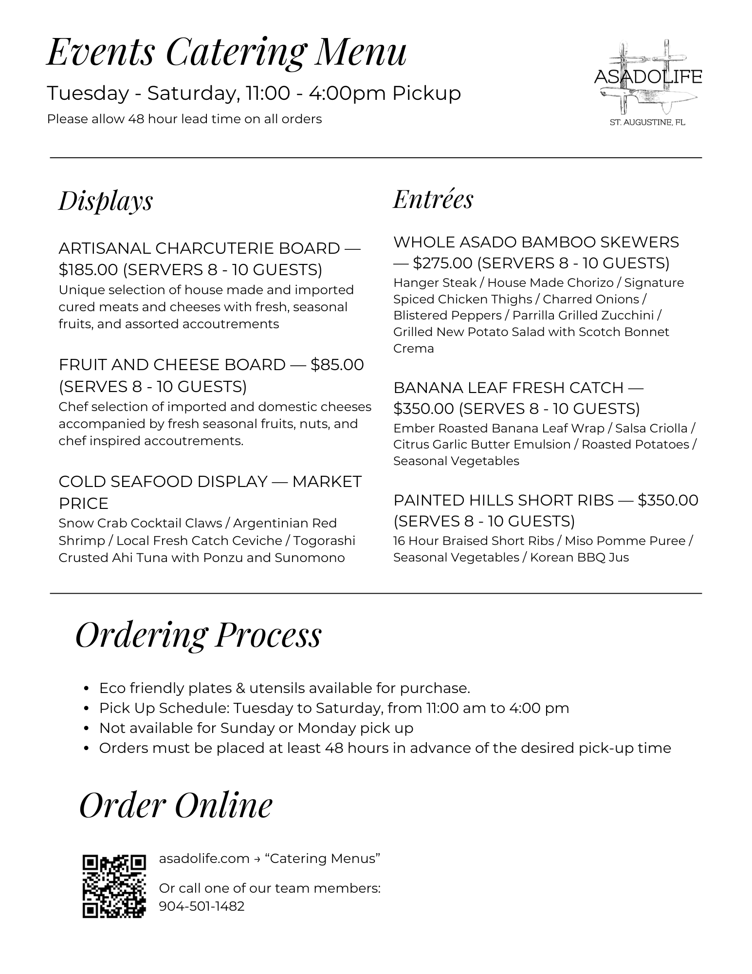 Catering Menus — ASADO LIFE