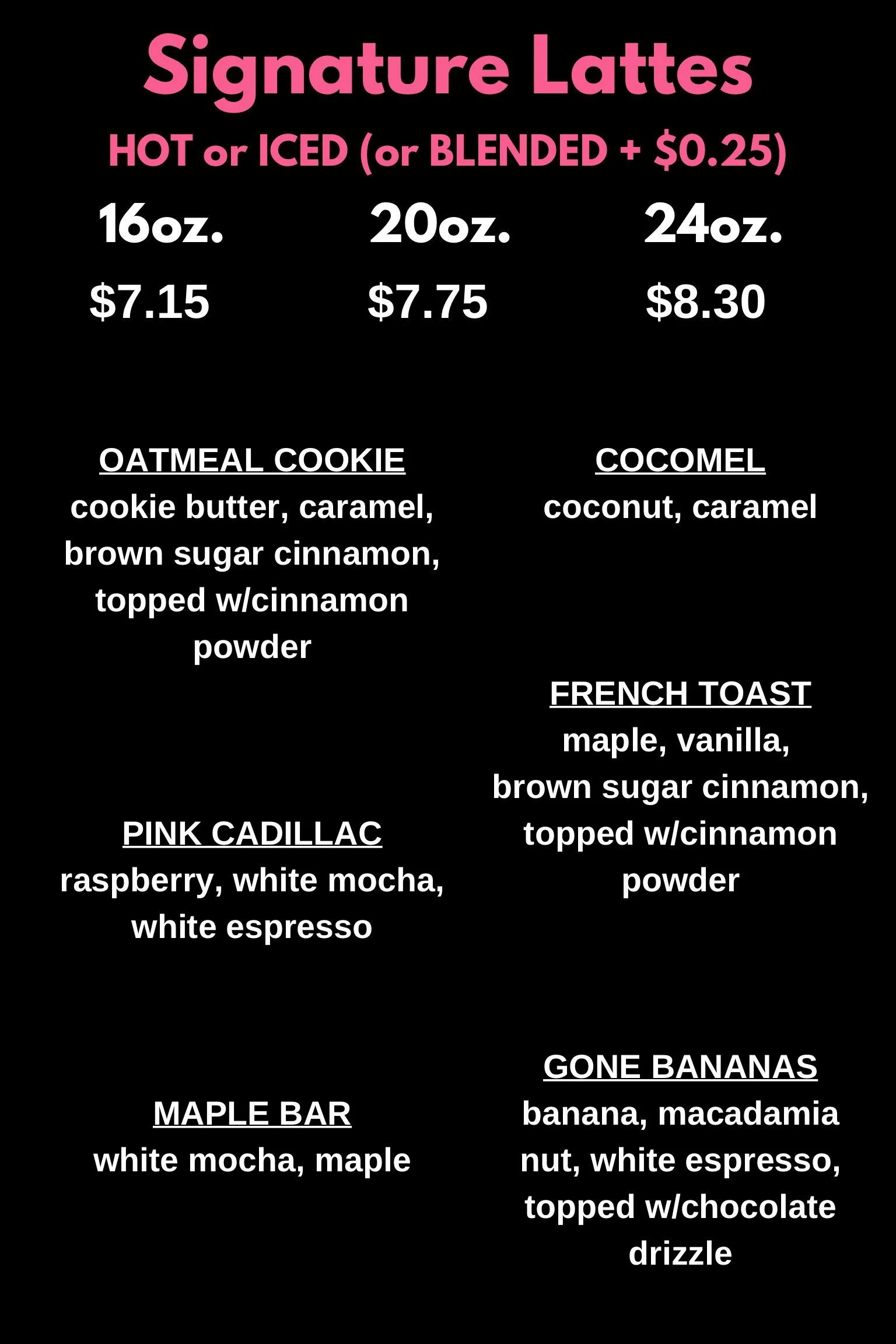 Food&Drink Menu — KB Coffee & Bakery