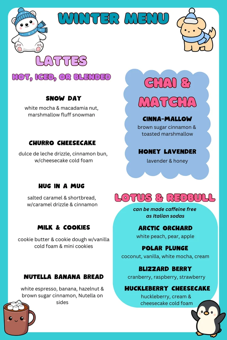 Food&Drink Menu — KB Coffee & Bakery