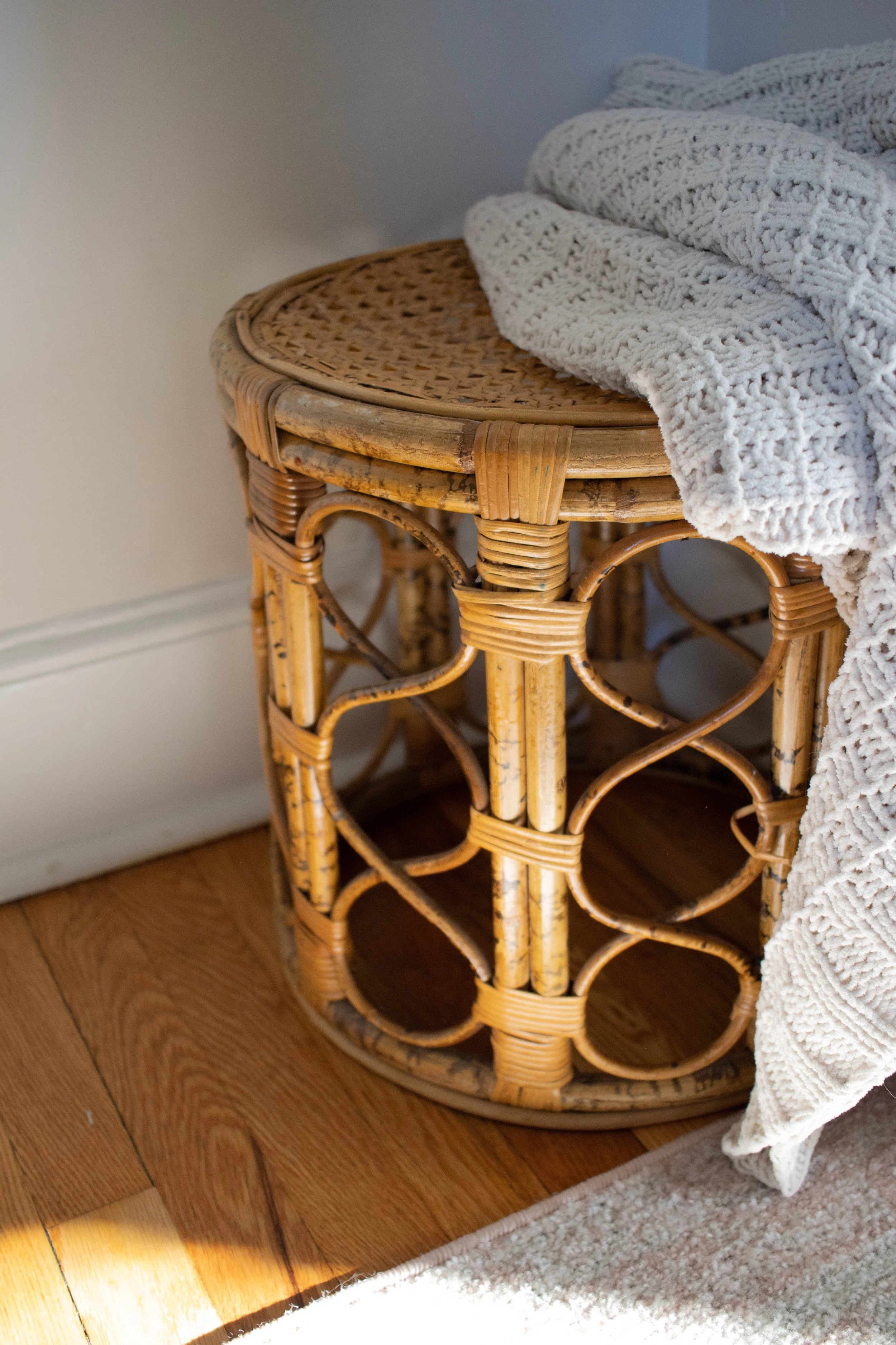 1960s Rectangular Bamboo & Rattan Side Table | Vintanthro Modern & Vintage