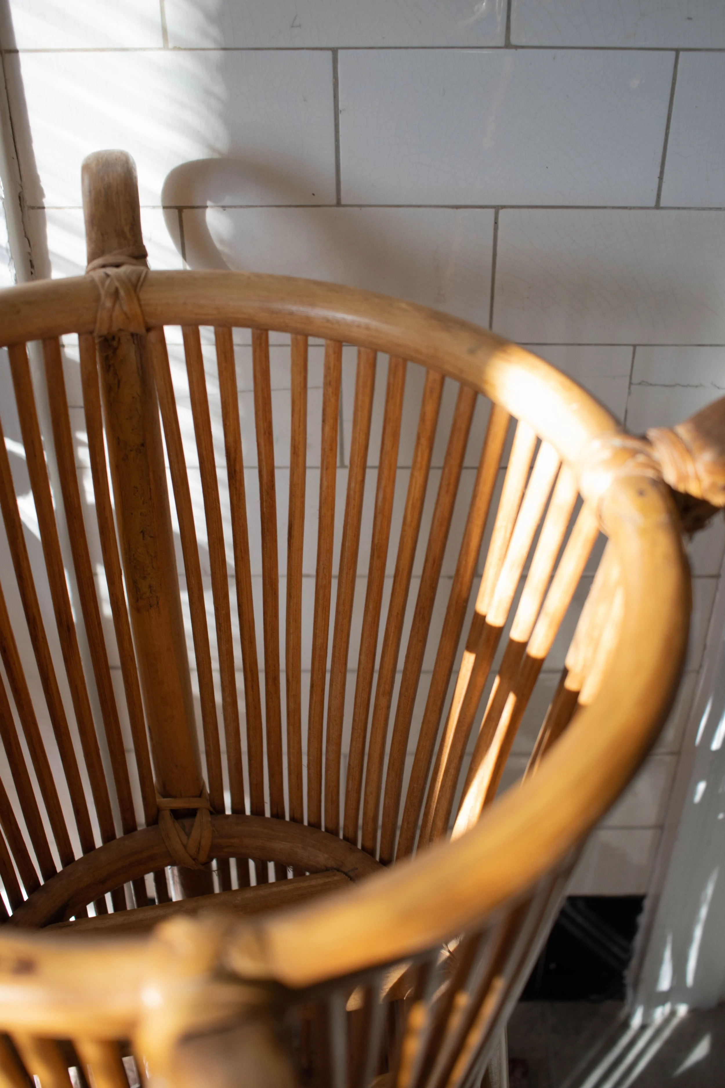 1960s Rectangular Bamboo & Rattan Side Table | Vintanthro Modern & Vintage