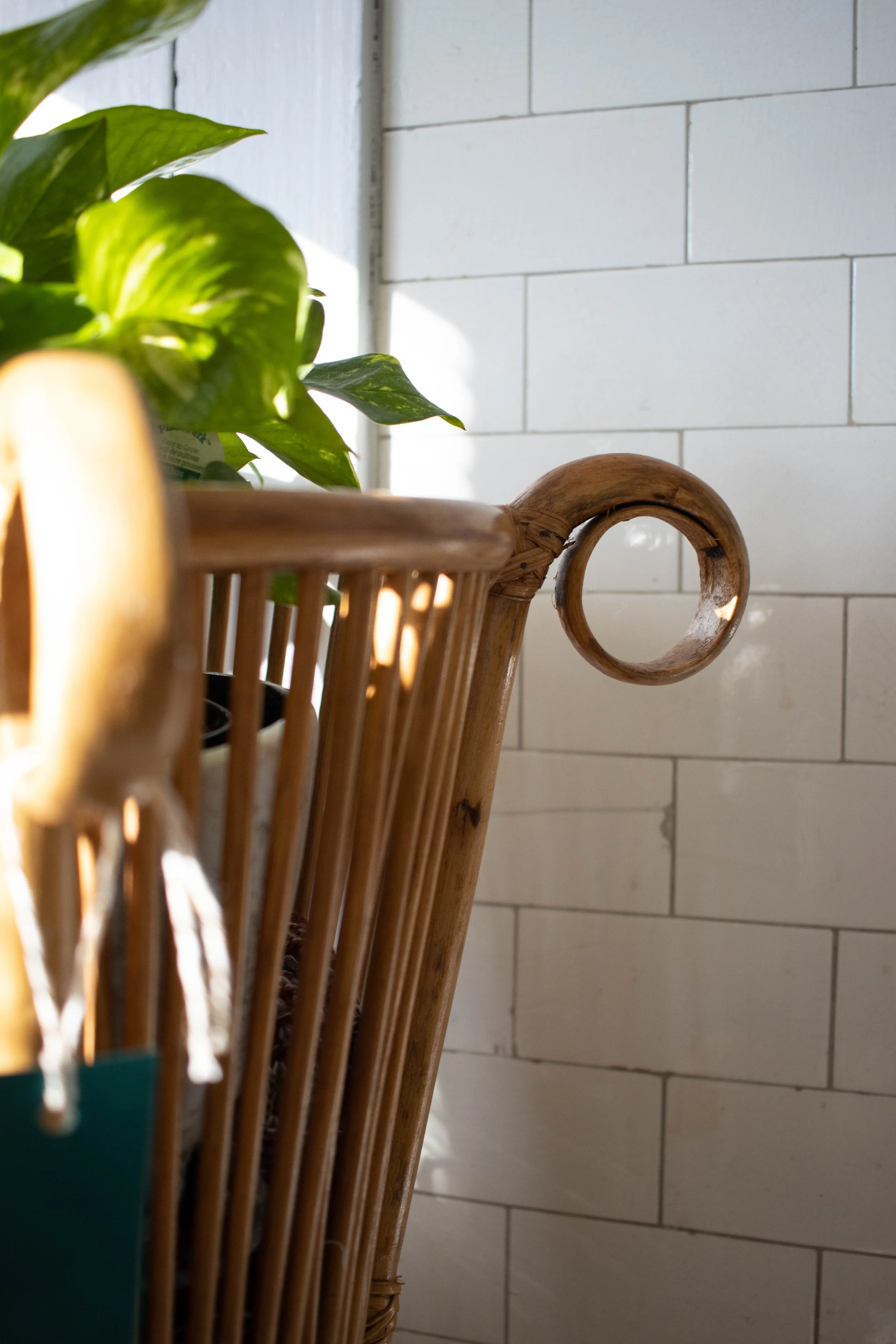 1960s Rectangular Bamboo & Rattan Side Table | Vintanthro Modern & Vintage