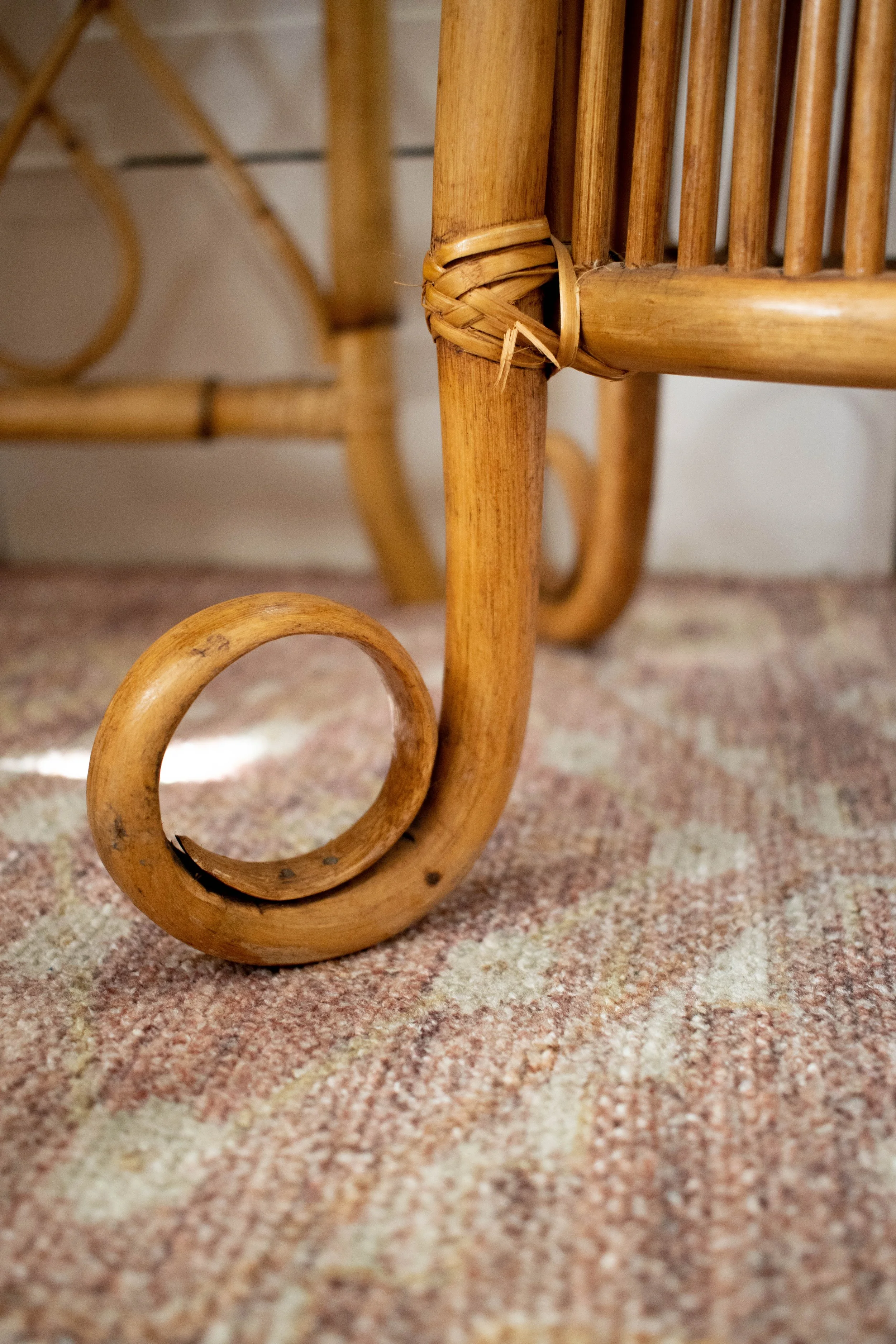 1960s Rectangular Bamboo & Rattan Side Table | Vintanthro Modern & Vintage