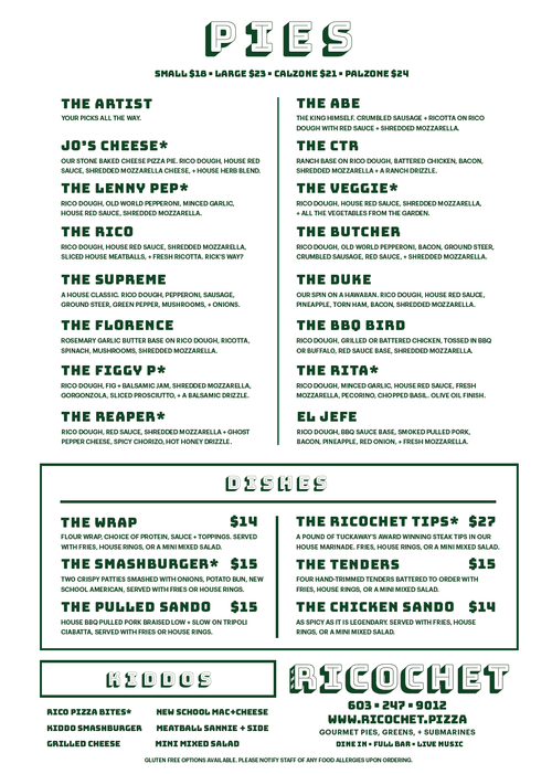 menu — THE RICOCHET