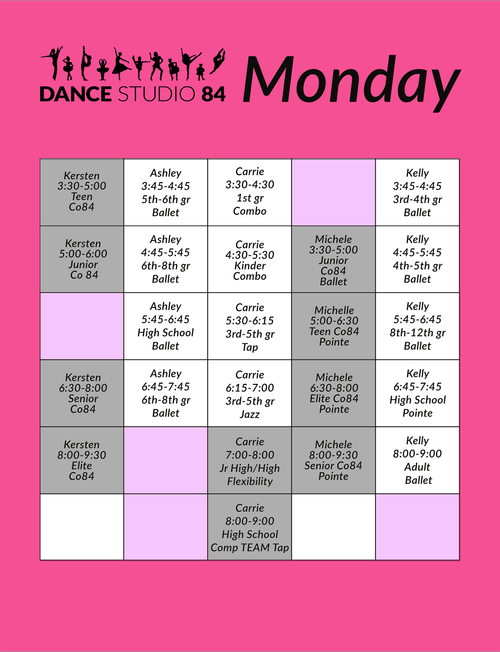 Class Schedule — Dance Studio 84