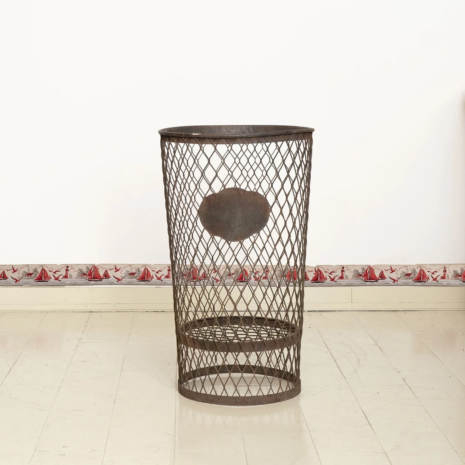 19TH CENTURY IRON WASTE BIN — SAVED NY