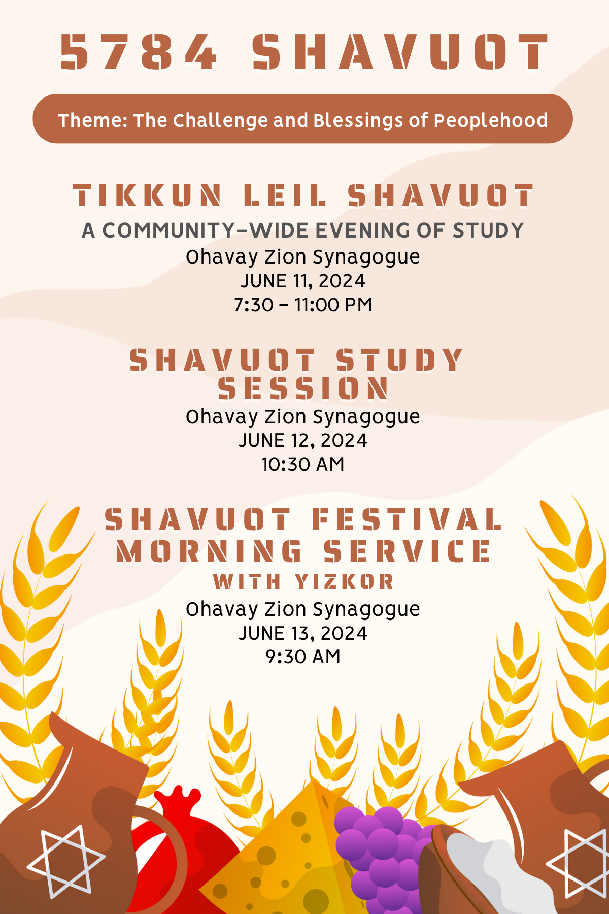 Upcoming Events — Ohavay Zion Synagogue