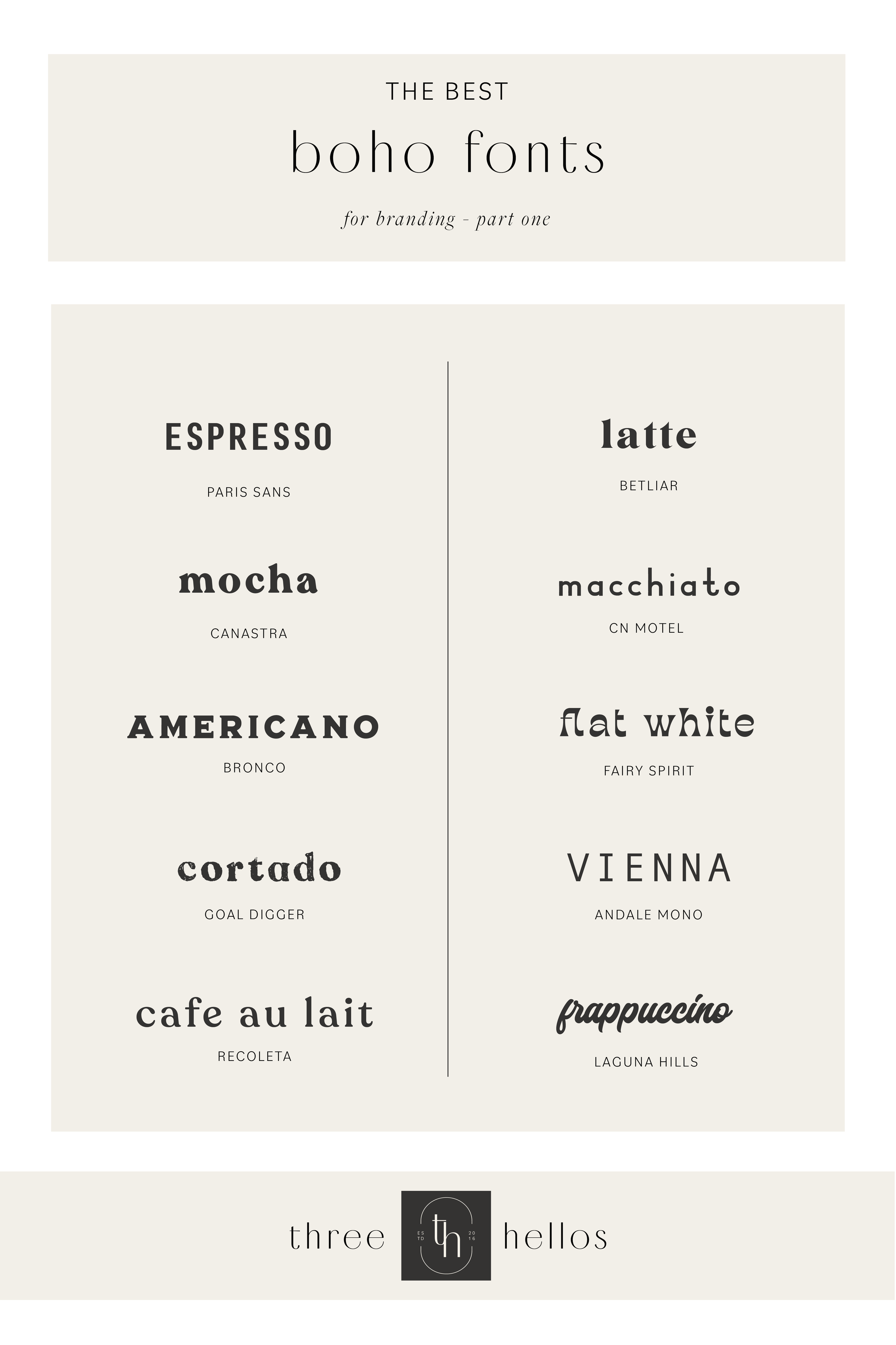 The Best Boho Fonts for Branding - Part One — Three Hellos