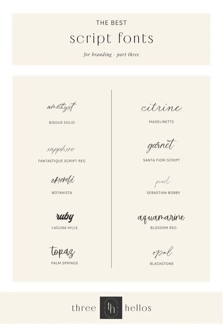 the best handwritten script fonts for branding {part three} — Three Hellos