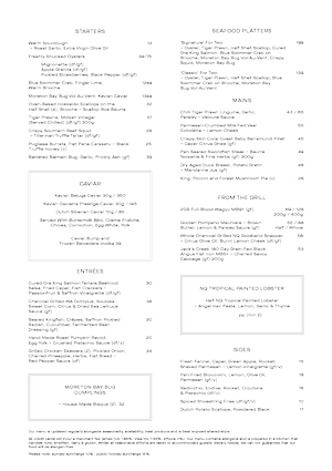 Menu — Tillerman Seafood Restaurant