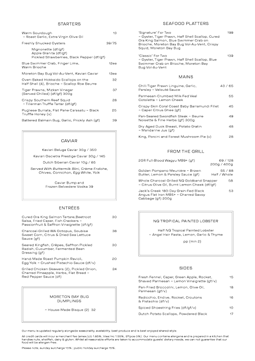 Menu — Tillerman Seafood Restaurant
