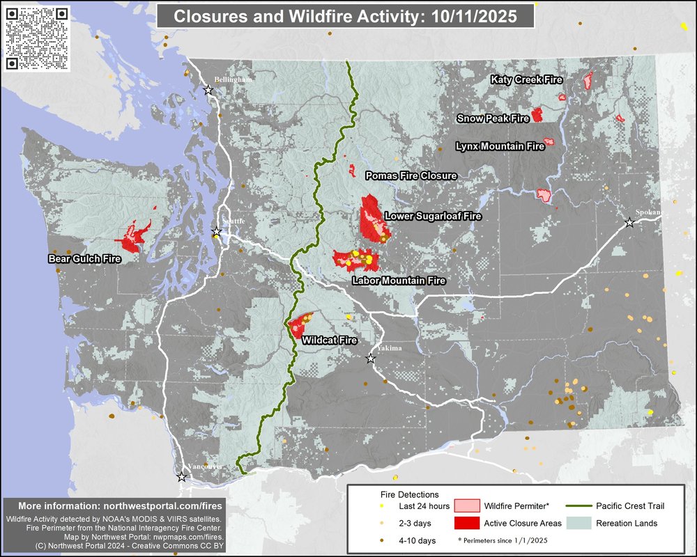 Current Fire activity and closures in Washington State — Northwest Portal