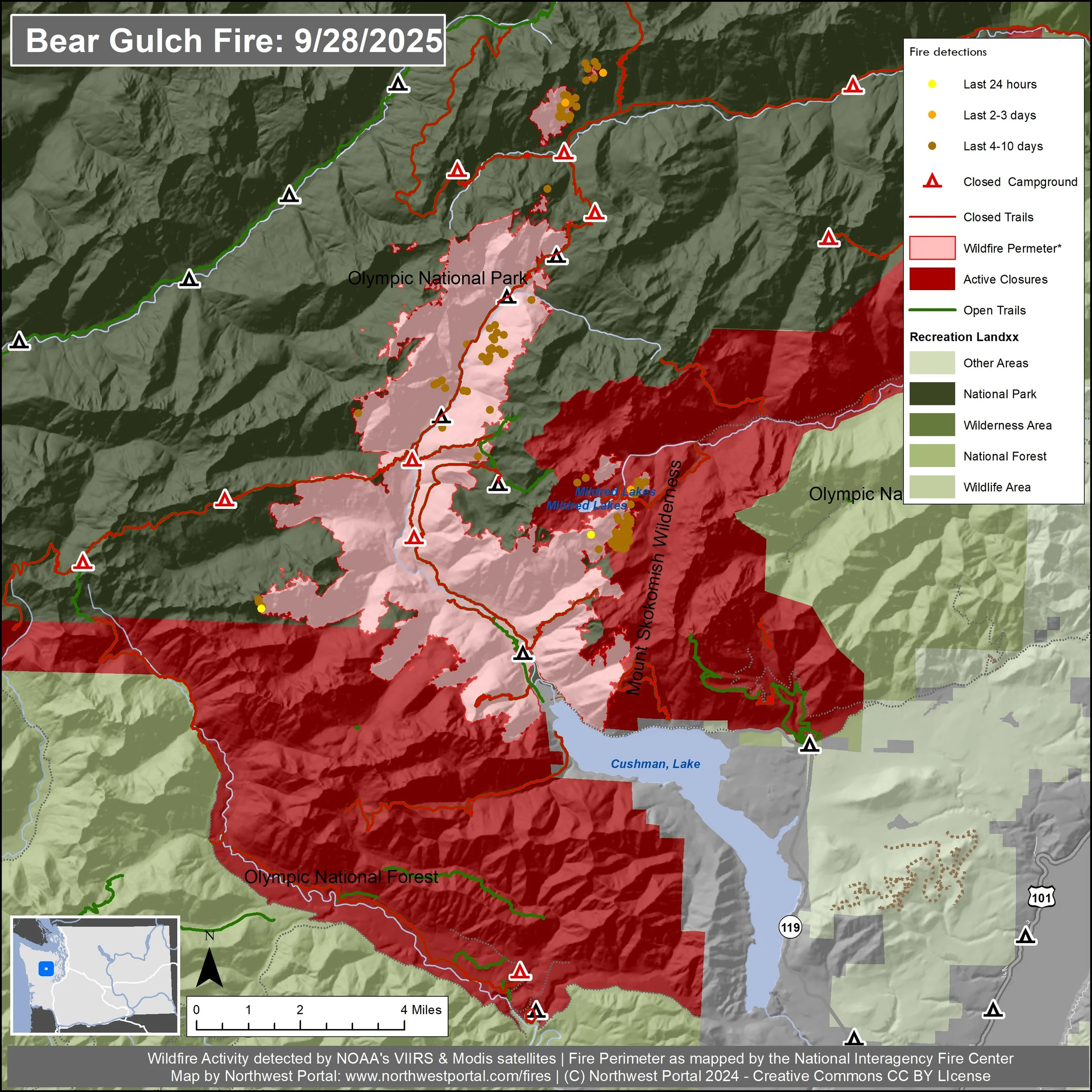 Current Fire activity and closures in Washington State — Northwest Portal