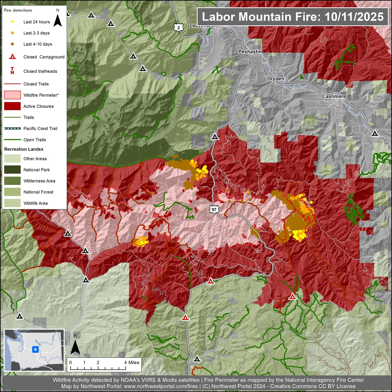 Current Fire activity and closures in Washington State — Northwest Portal