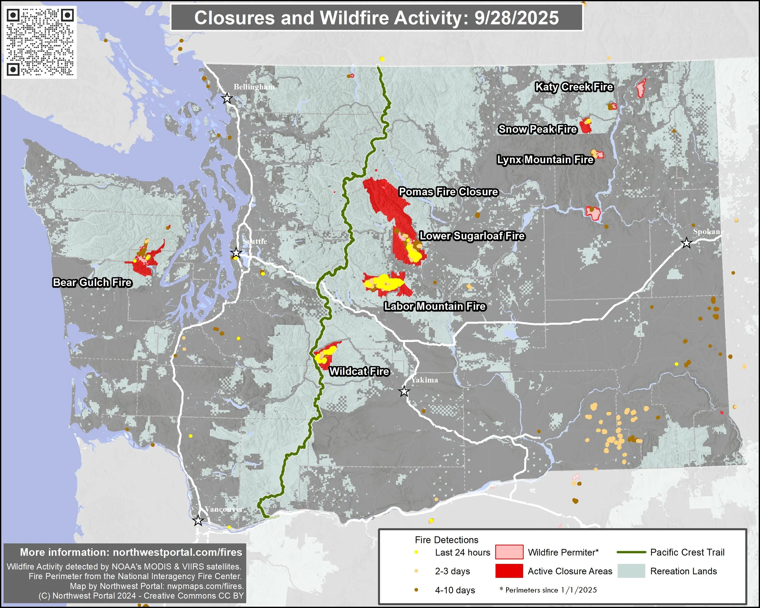 Current Fire activity and closures in Washington State — Northwest Portal