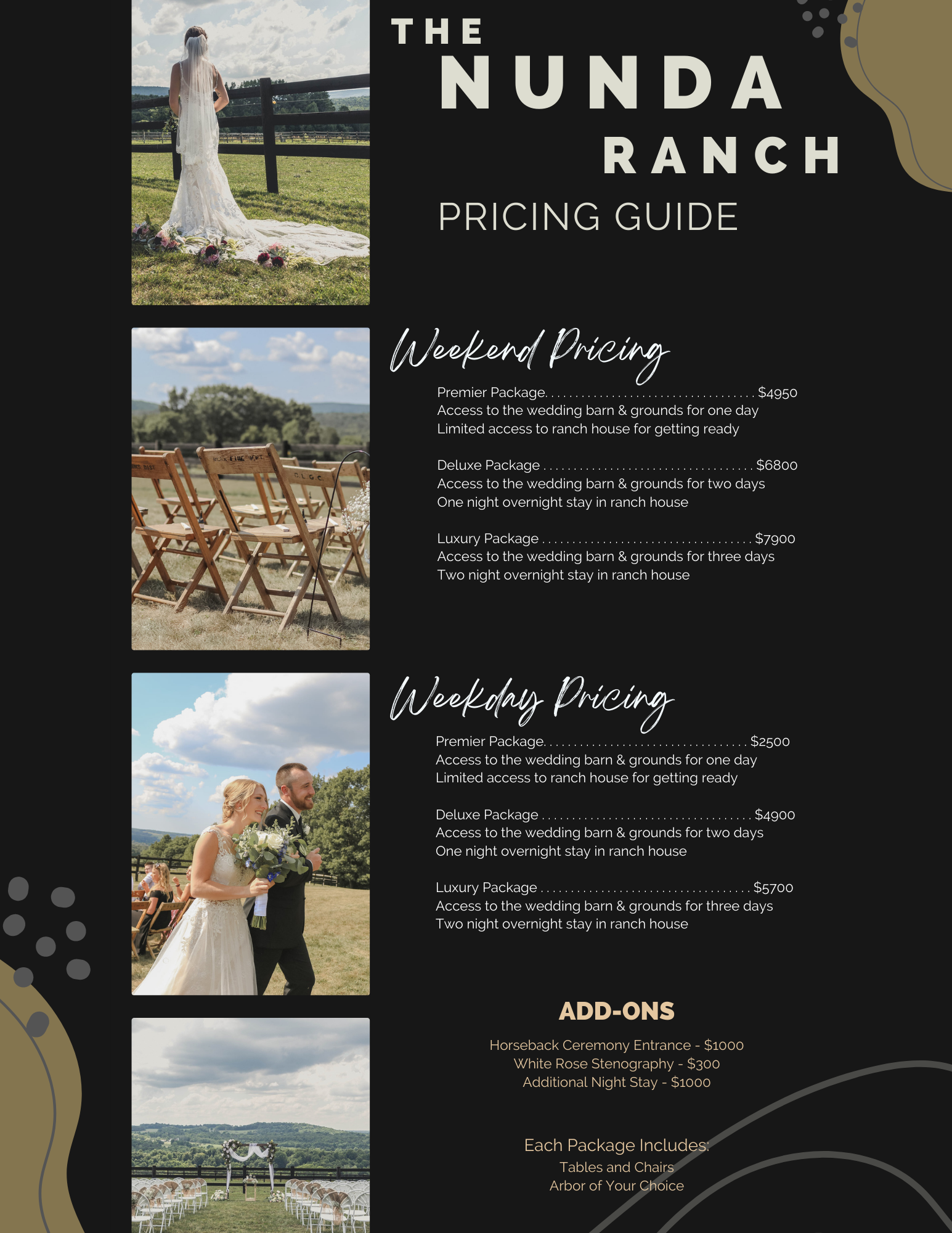Pricing — The Nunda Ranch Resort & Venue