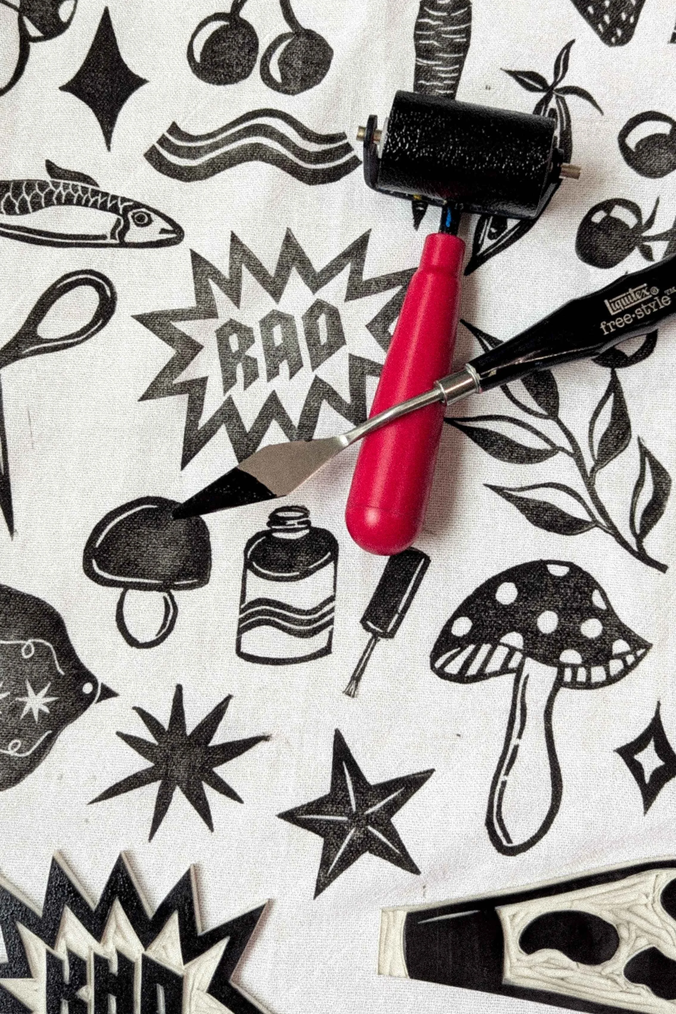 Lino Block Printing on Fabric: Materials, Techniques, + Tips — Kate ...