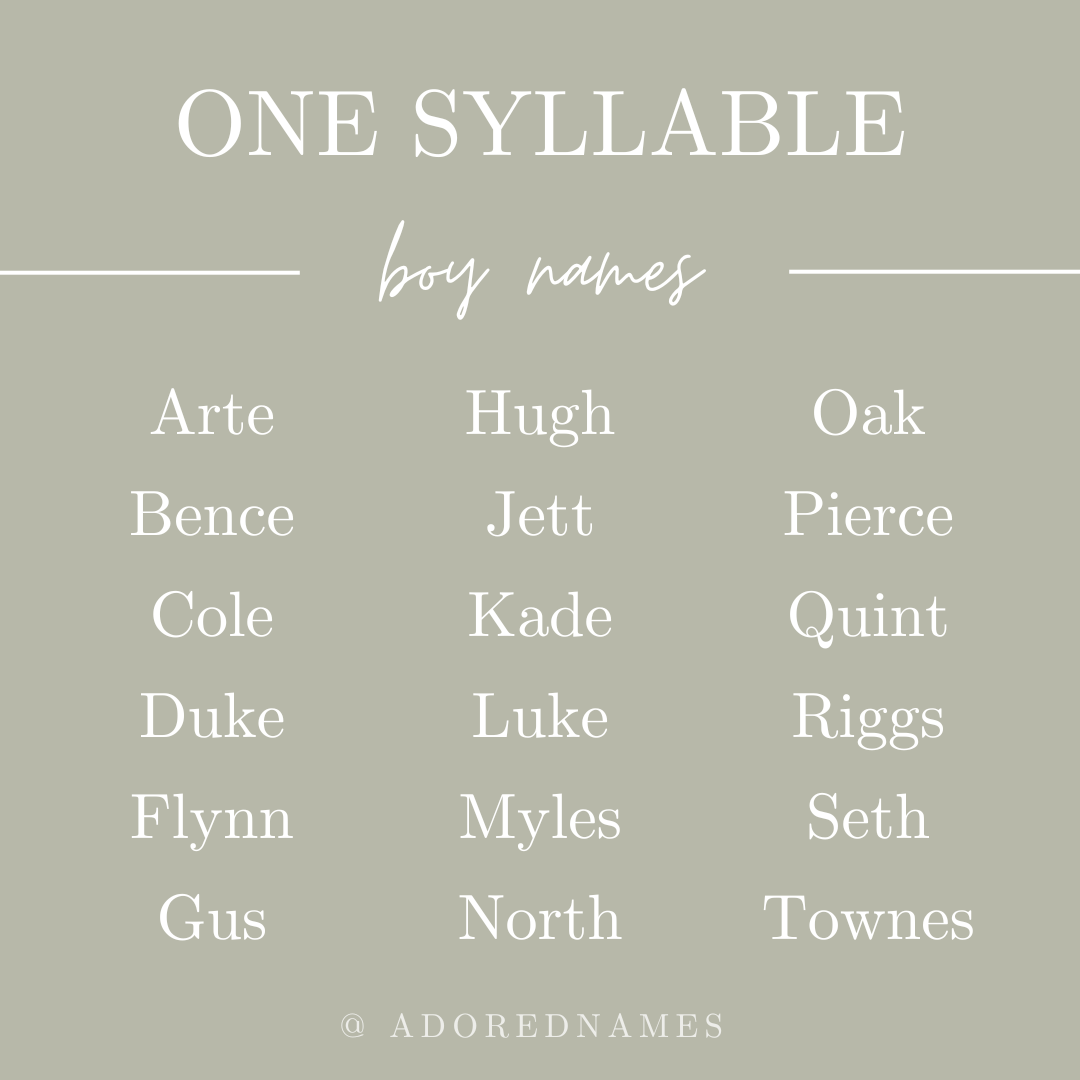 One-Syllable Names For Boys — Adored Names