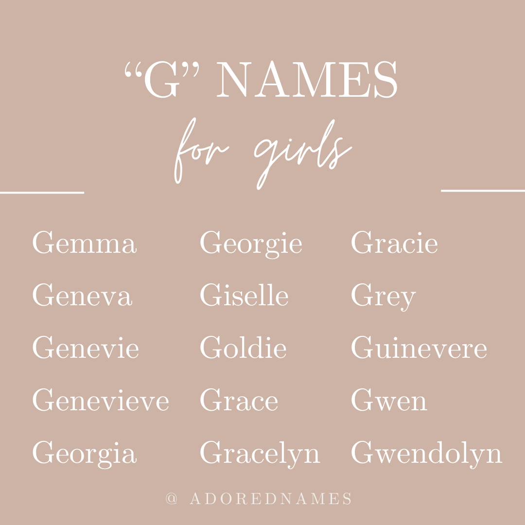 Names For Girls That Start With G — Adored Names