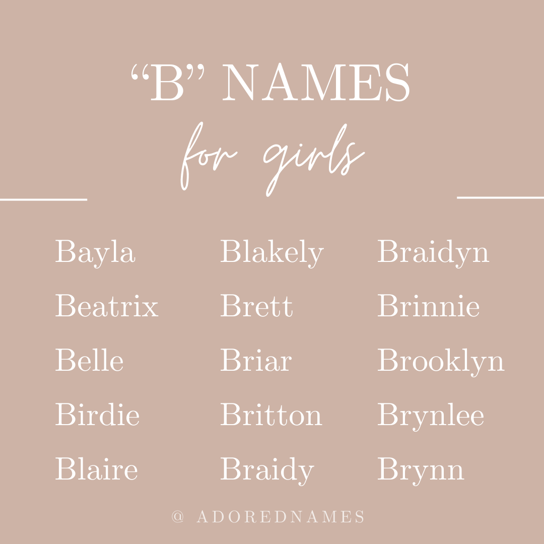Names For Girls That Start With B — Adored Names