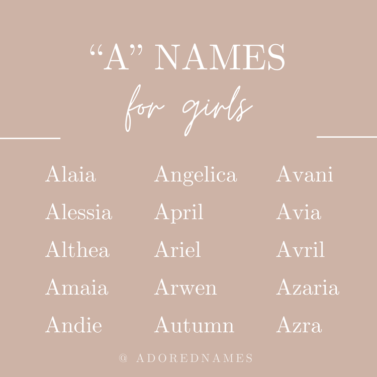 Names For Girls That Start With A — Adored Names